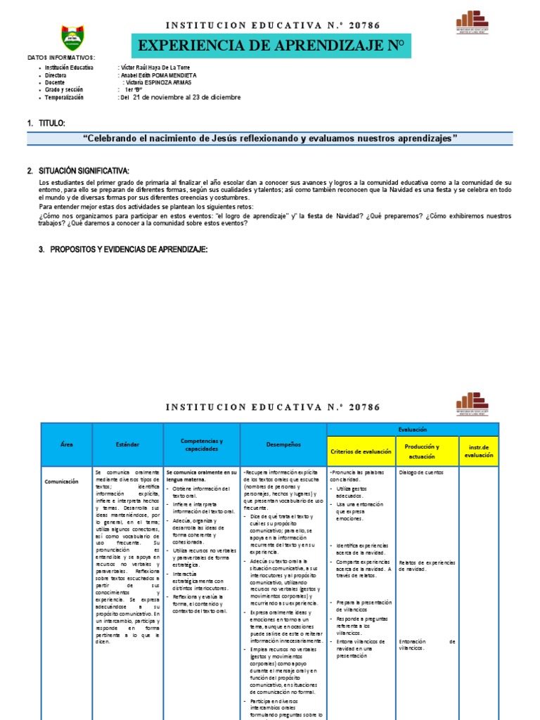 Experiencia de Aprendizaje Diciembre | Descargar gratis PDF | Evaluación | Sustracción