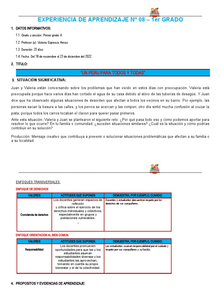 Experiencia de Aprendizaje #08 | PDF | Números | Sustracción