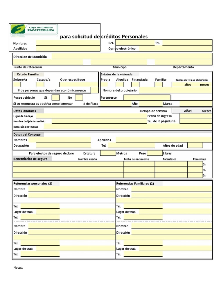 Formulario para Prestamos Personales Solicitante | PDF