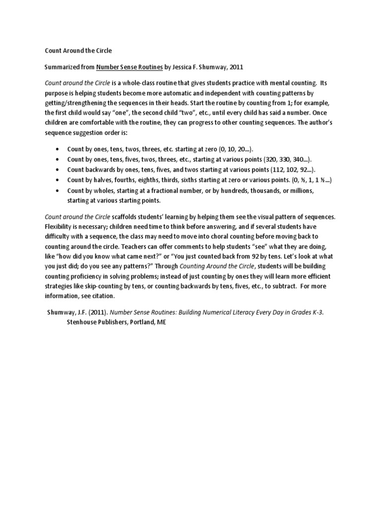 Counting Patterns in Classroom Routines | PDF