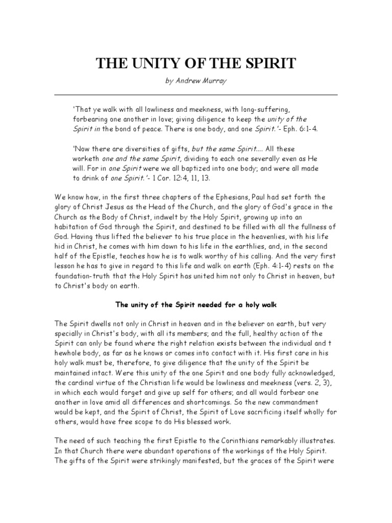 Unity of The Spirit | PDF | Christian Church | God The Father