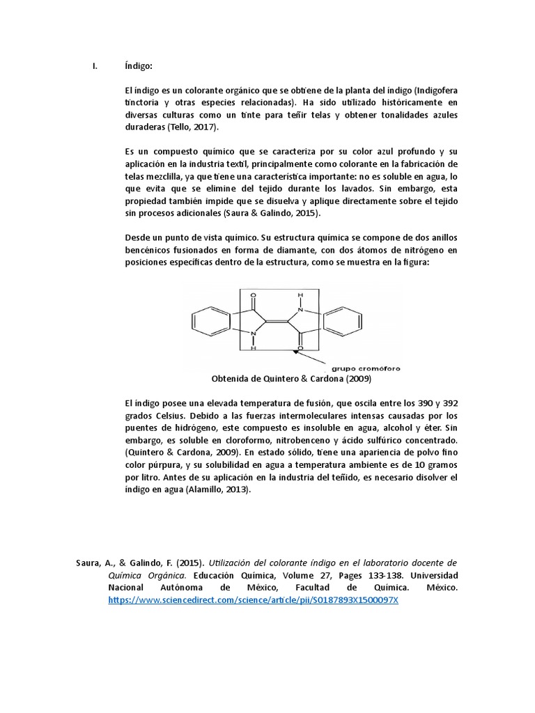 ÍNDIGO Marco Teórico | PDF | Solubilidad | Agua