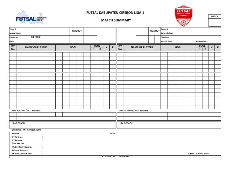 Futsal Liga 1 Match Summary Cirebon | PDF