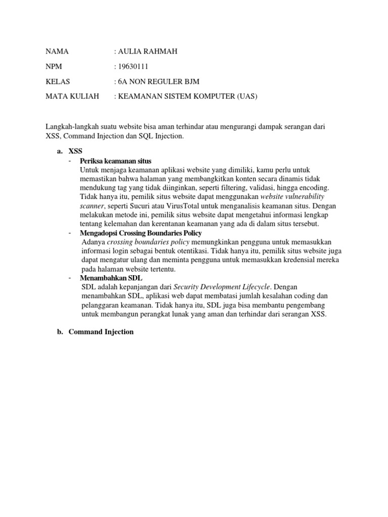 Aulia Rahmah - 19630111 - UASKSK | PDF