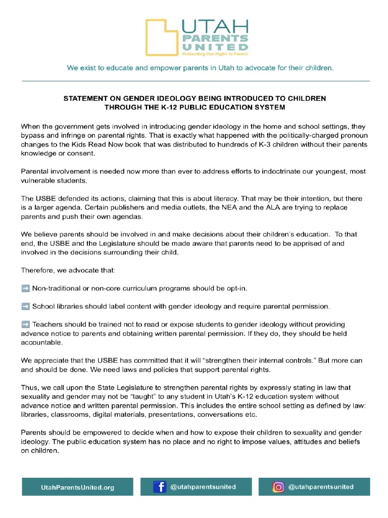 Utah Parents United Statement | PDF