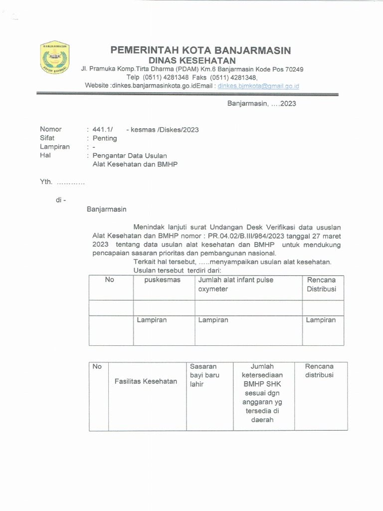 Surat Usulan Alkes | PDF