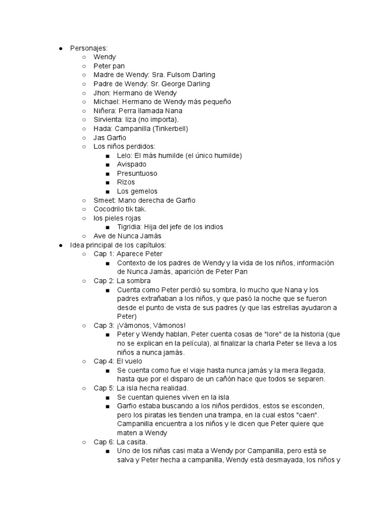 Resumen del capítulo 7 de Peter Pan | PDF | Peter Pan