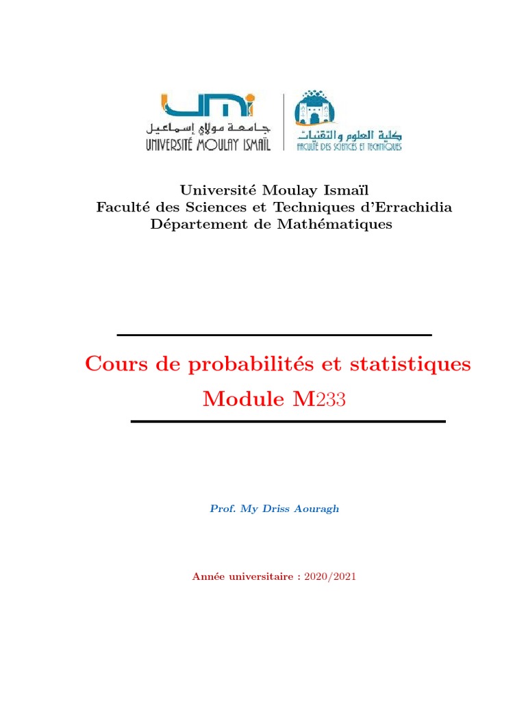 Cours M233 : Probabilités et Statistiques | PDF | Théorie des ...