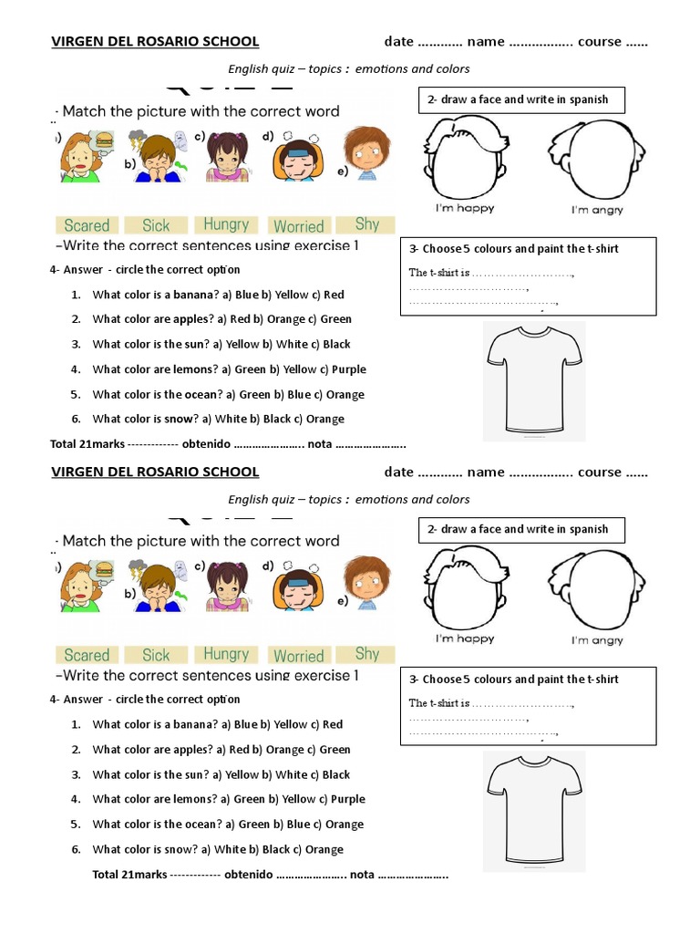 Quiz Colors Emotions | PDF