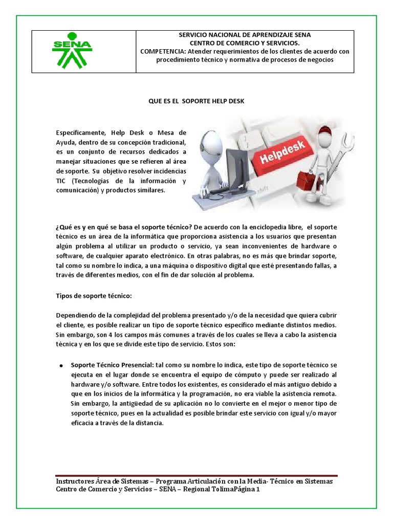 Material de Apoyo 1 - Creacion de La Empresa Help Desk | PDF | Soporte técnico | Mesa de ayuda