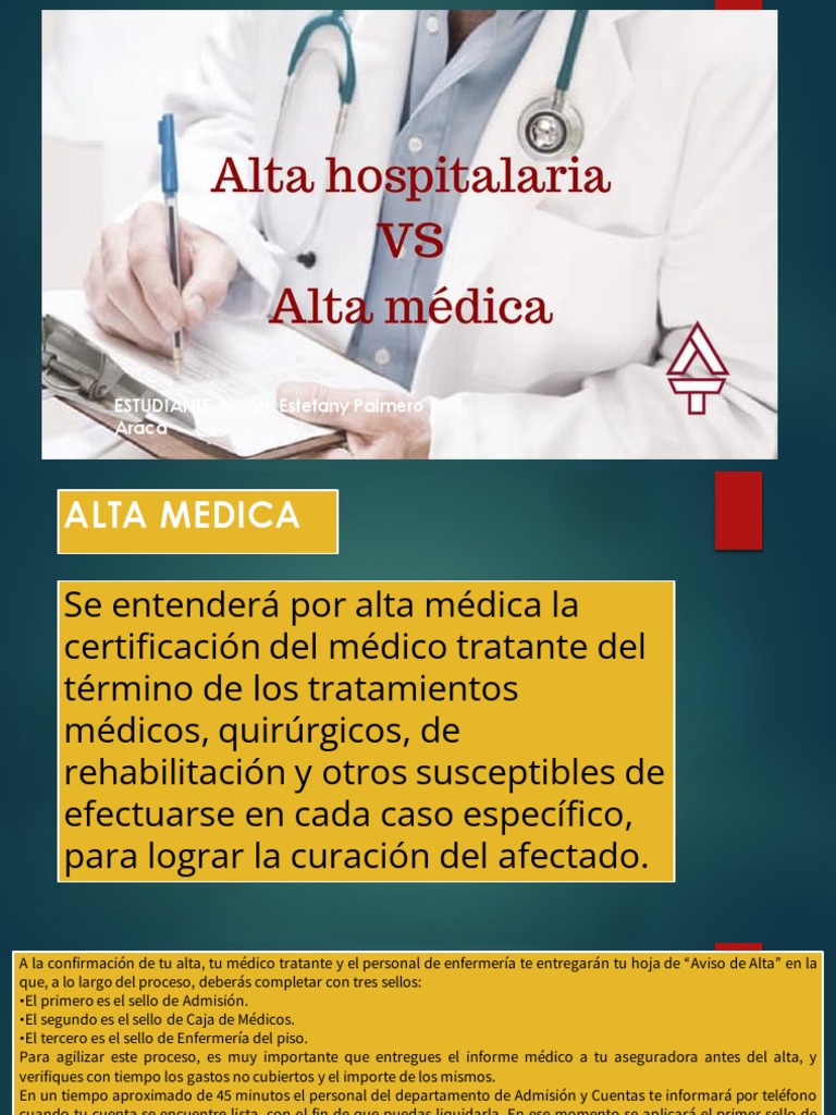 Alta Medica y Alta Hospitalaria | PDF | Hospital | Medicamentos con receta