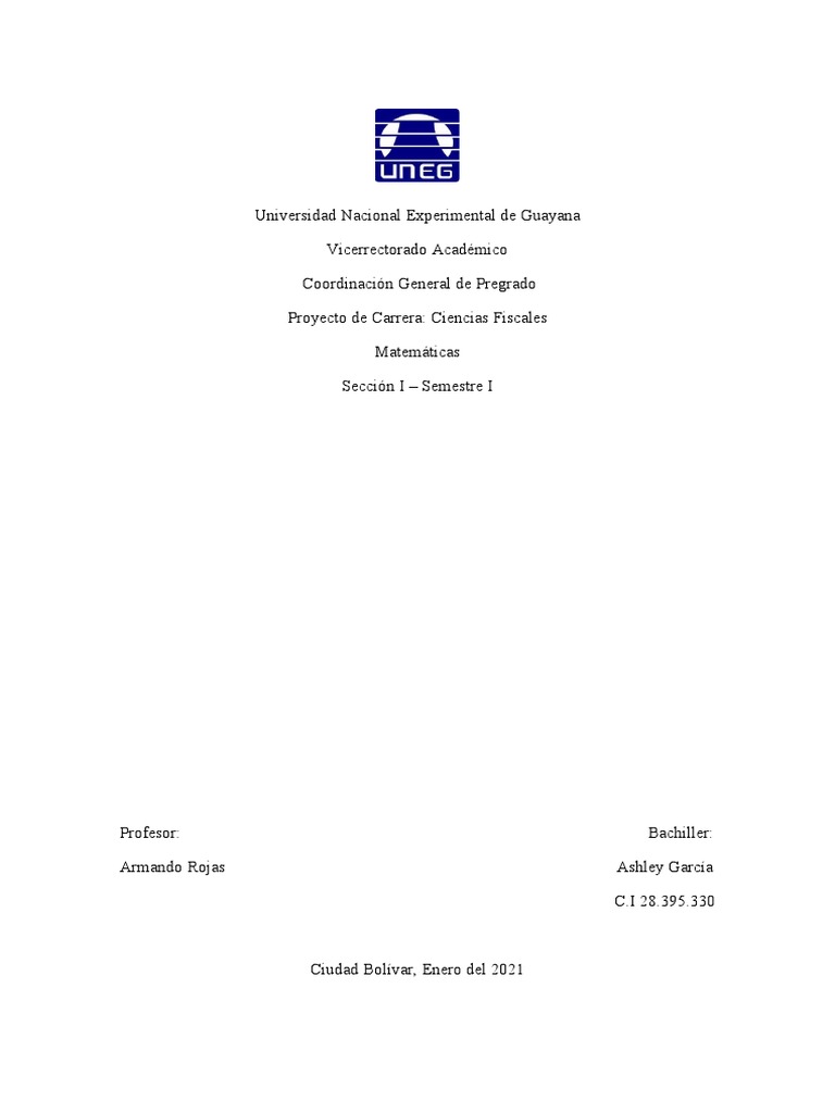 Trabajo Matemáticas UNEG | PDF