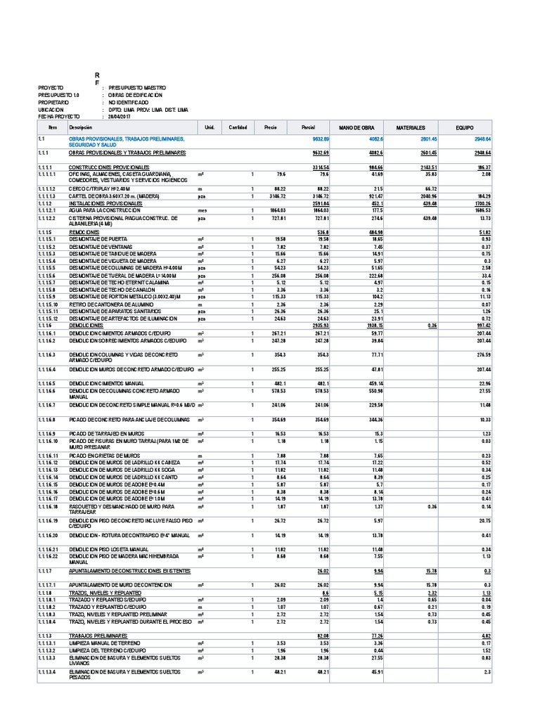 Presupuesto 3 | PDF | edificio | Edificios y estructuras