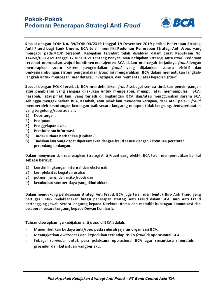 Pokok Kebijakan Anti Fraud Pdf