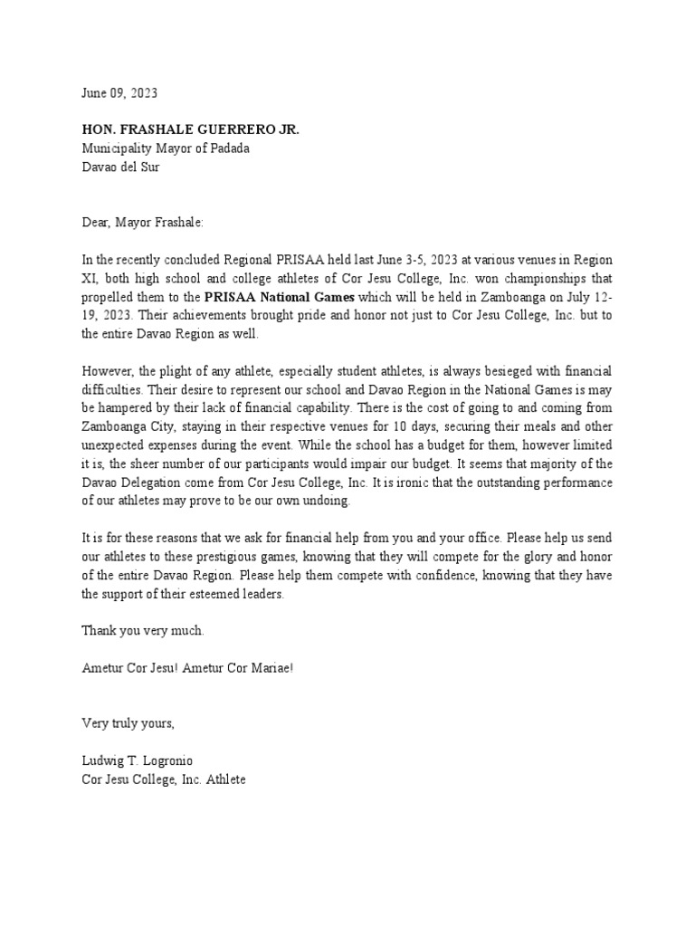 PRISAA Solicitation Letter | PDF