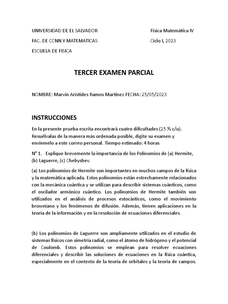 TEPFMIV2023 Marvin Ramos | PDF | Mecánica cuántica | Análisis numérico