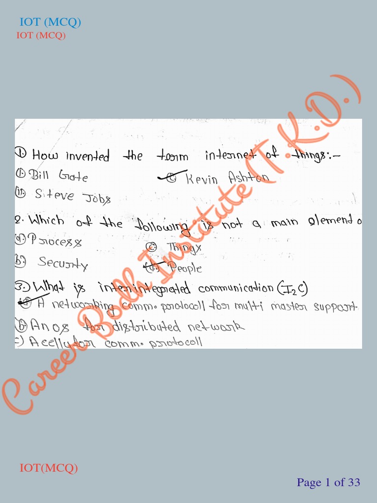 Iot MCQ | PDF | Data Transmission | Internet Standards