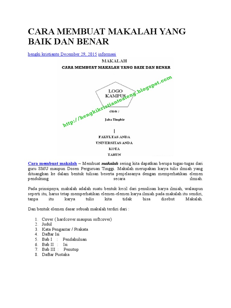 Cara Membuat Makalah Yang Baik Dan Benar Pdf