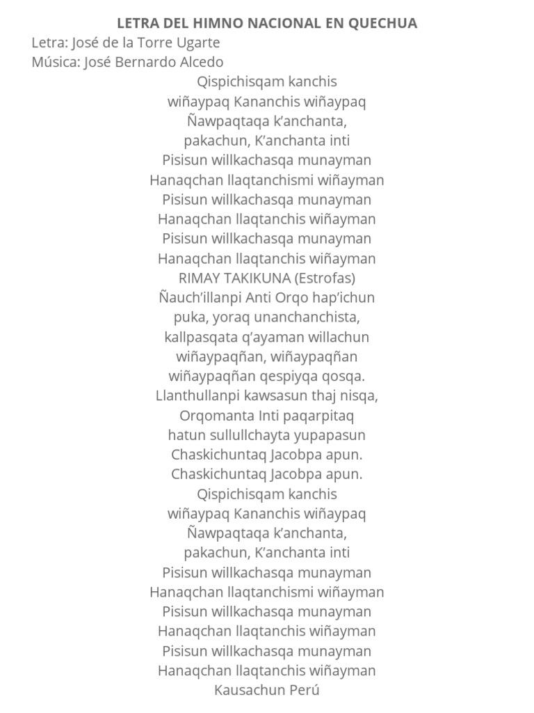 Himno en Quechua | PDF