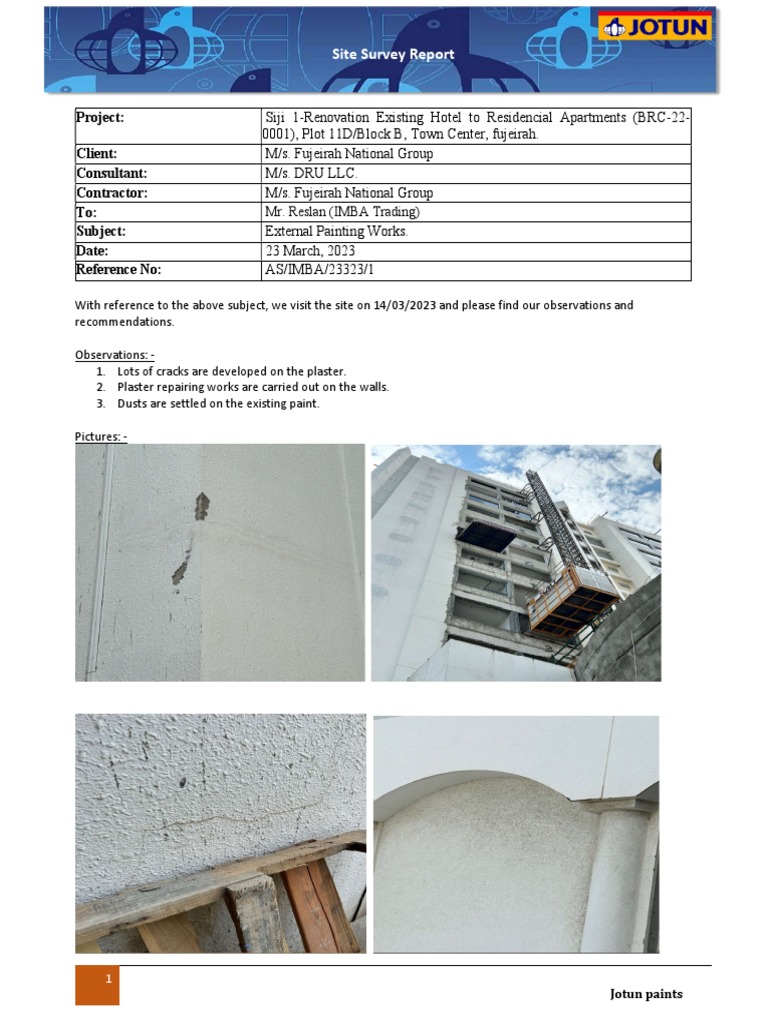 JOTUN Survey Report | PDF | Paint | Plaster