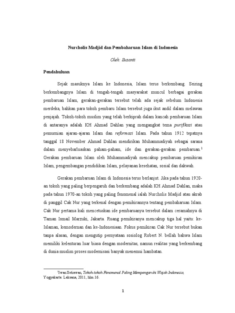Nurcholish Madjid dan Pembaharuan Islam di Indonesia | PDF