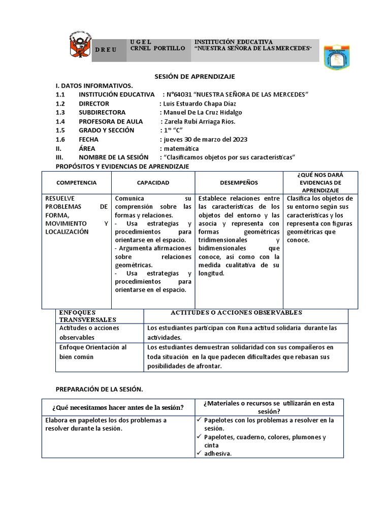 Clasificamos Objetos Por Sus Características | PDF | Aprendizaje