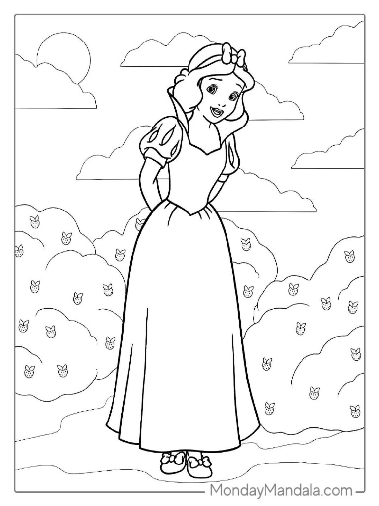 Easy Outline of Snow White To Color For Kids | PDF