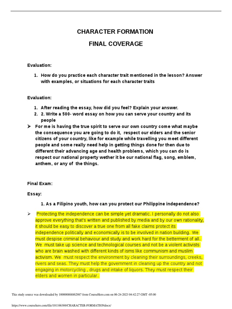 Character Formation | PDF