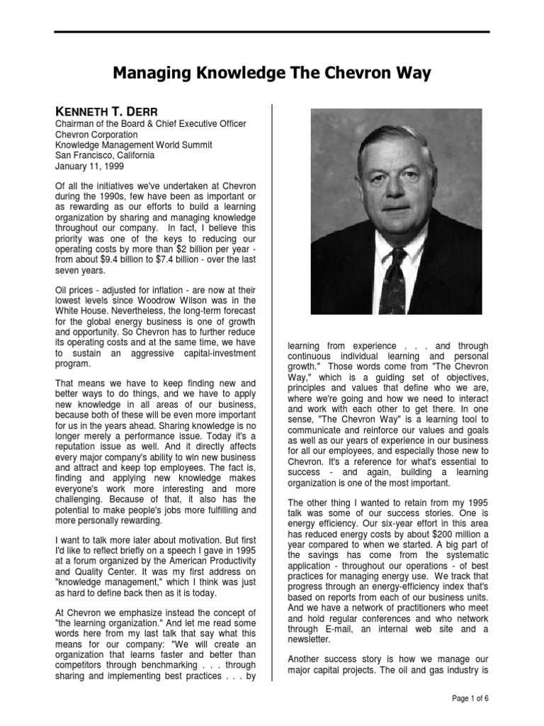 Knowledge Management at Chevron | PDF | Chevron Corporation | Learning
