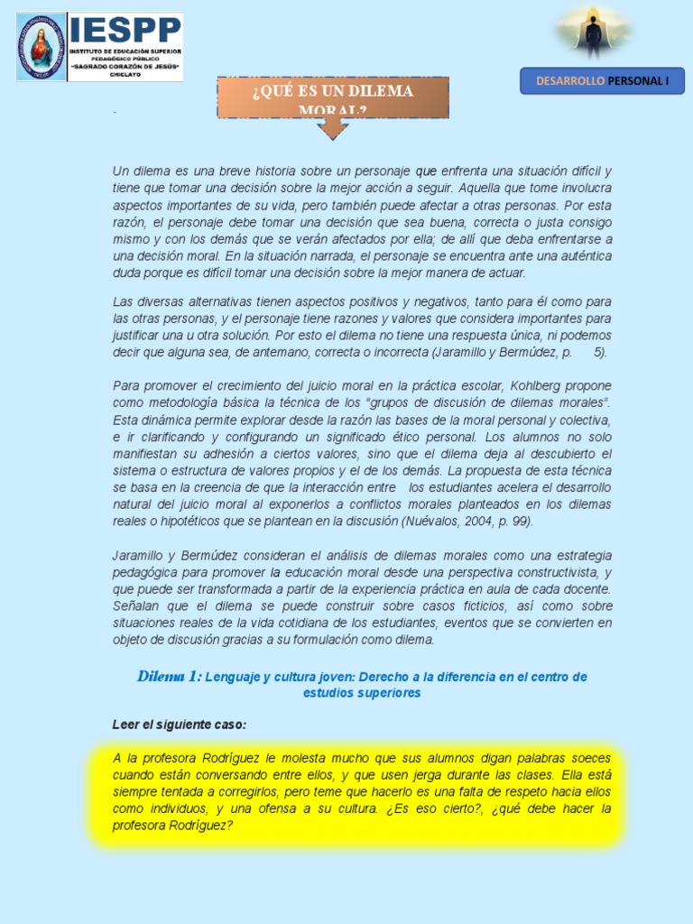 Lectura Dilemas Morales Pdf Moralidad Maestros