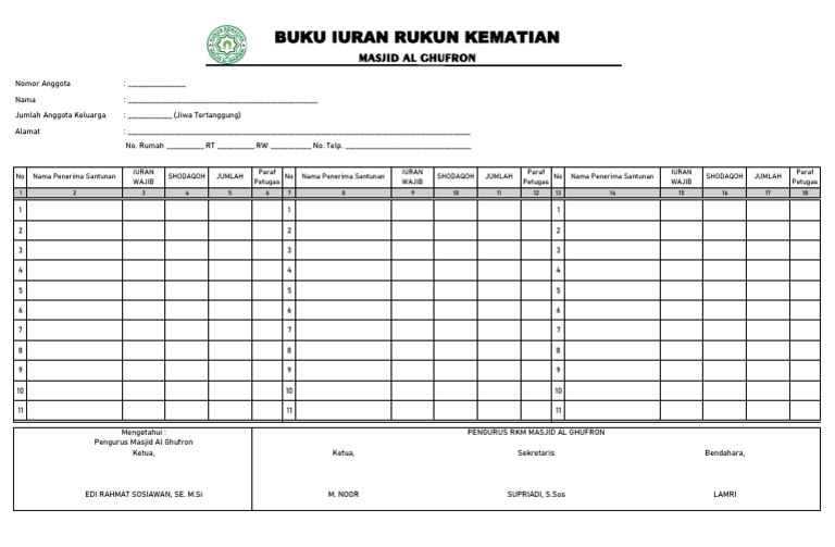 Bagian Belakang Buku Iuran RKM | PDF