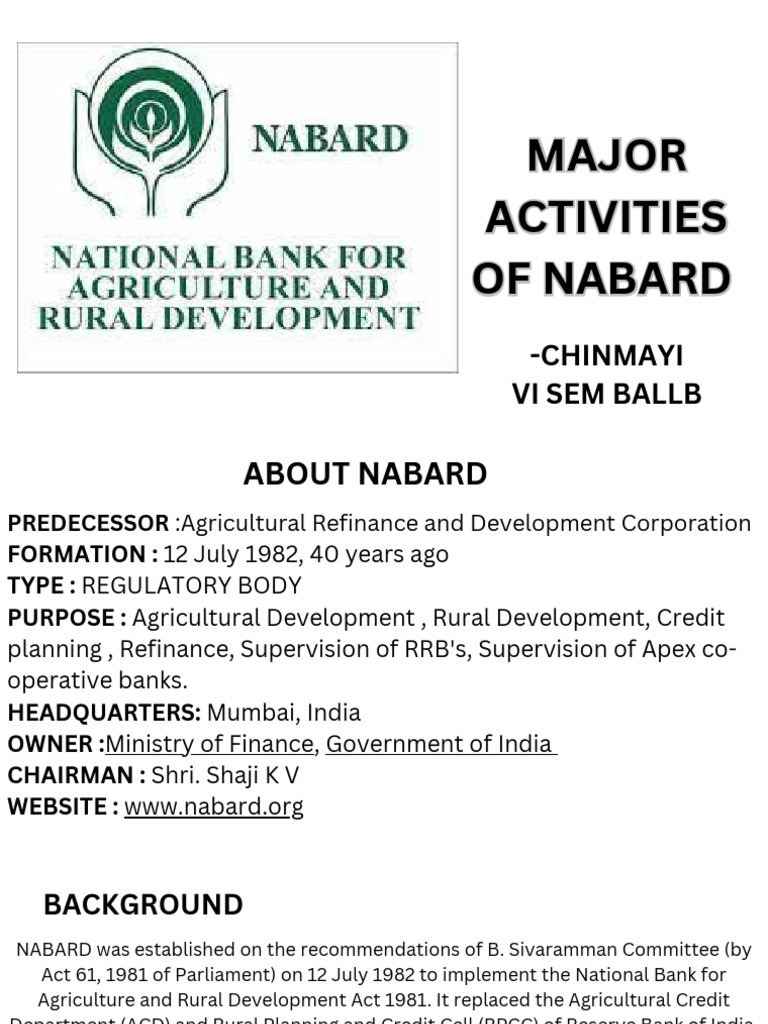 Major Activities of Nabard | PDF | Economies | Business