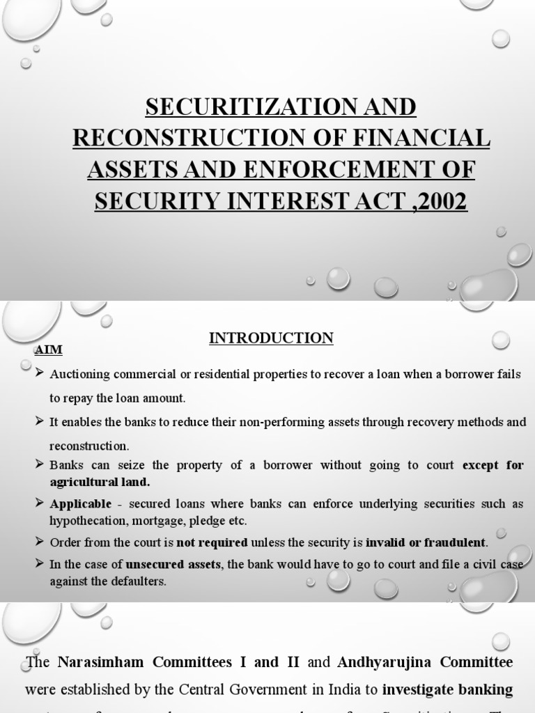 SARFAESI | Download Free PDF | Securitization | Loans