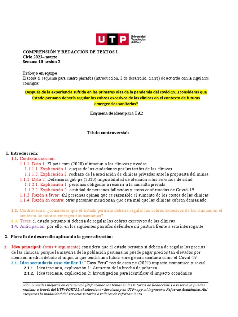 Esquema Semana 10 Sesion 2 | PDF