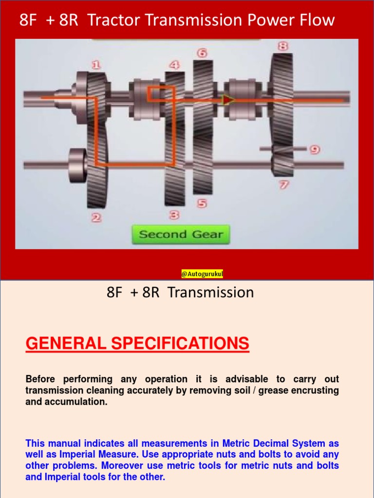 Tractor Transmission Power Flow Guide | PDF | Bearing (Mechanical) | Gear