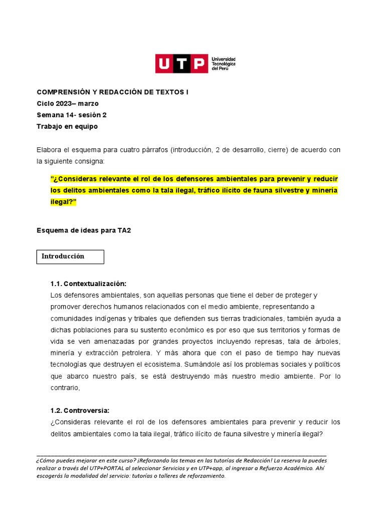 S14.s2-Esquema para PC2 REDACCION DE TEXTOS 1 | PDF | Entorno natural | Deforestación