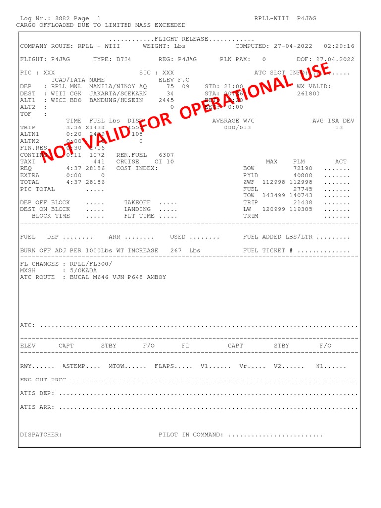 Aviation Cargo Management Log | PDF