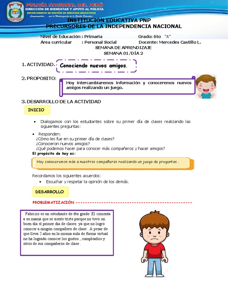Sesion P.S - Conociendo Nuevos Amigos | PDF | Crecimiento personal y ...