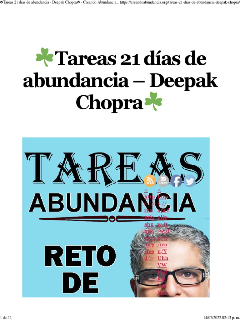 3tareas 21 Días de Abundancia - Deepak Chopra | PDF | Amor | Ciencia cognitiva