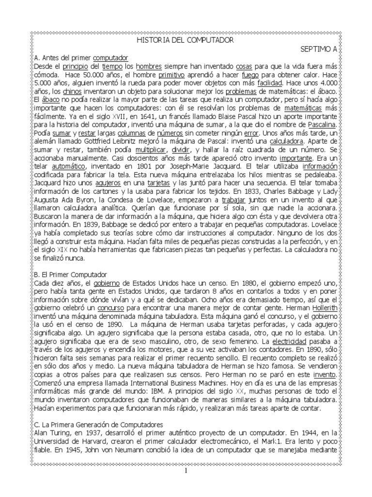 Historia del Computador: Evolución Clave | PDF | Bienes manufacturados ...