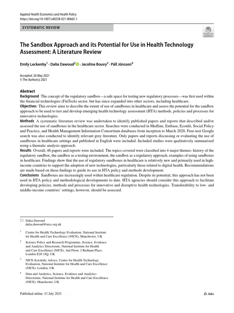 The Sandbox Approach and Its Potential For Use in | PDF | Systematic ...