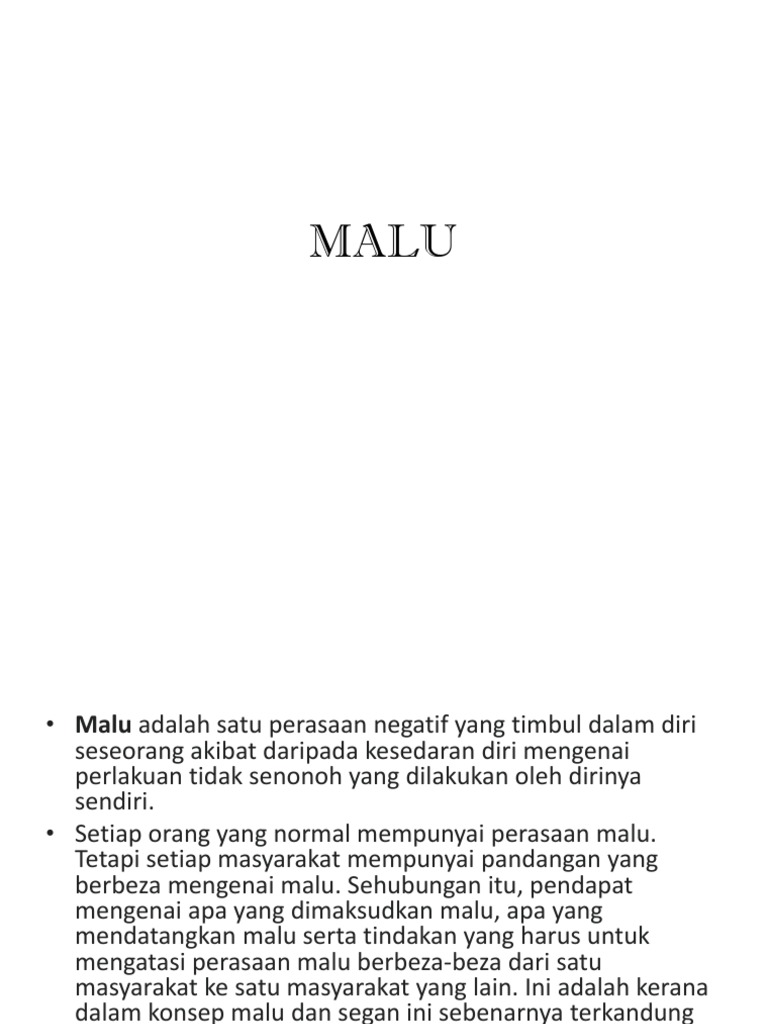Apakah Itu Malu Kawan Kawan | PDF
