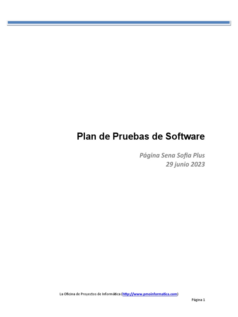 PMOInformatica Plantilla de Plan de Pruebas de Software | PDF | Software | Pruebas de software