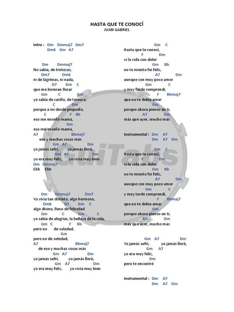 Hasta Que Te Conocí - Letra y Acordes | PDF