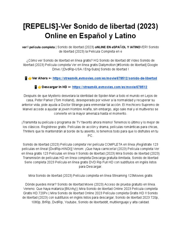 (REPELIS) - Ver Sonido de Libertad (2023) Online en Español y Latino | PDF