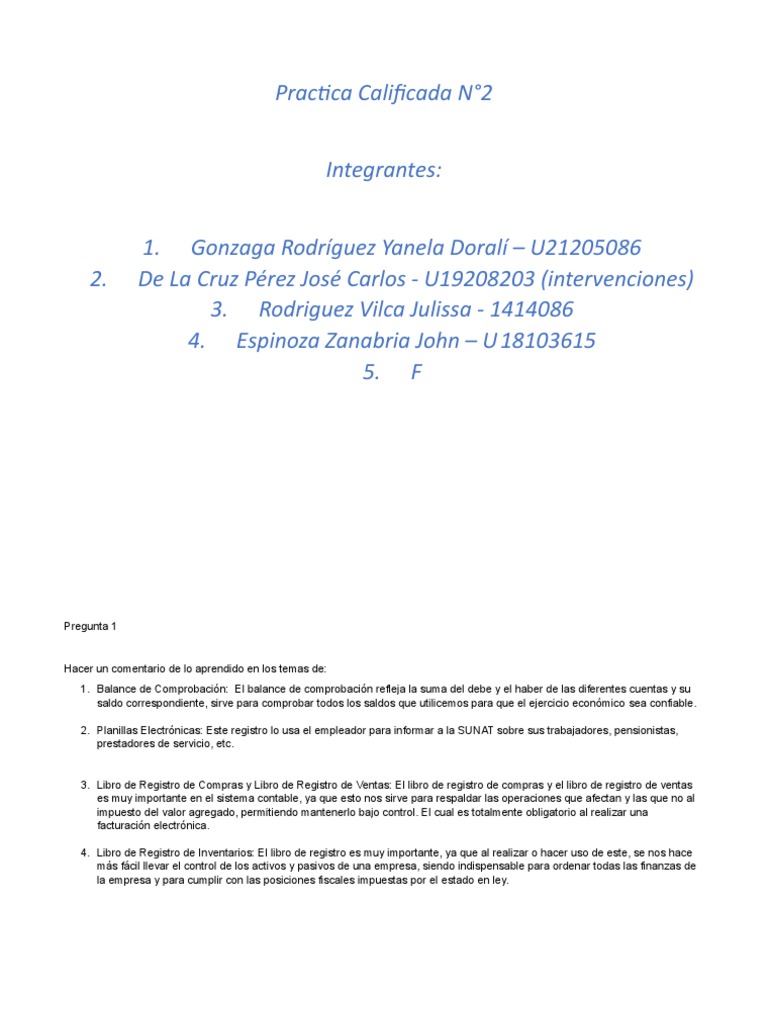 Practica Calificada N°2 | PDF