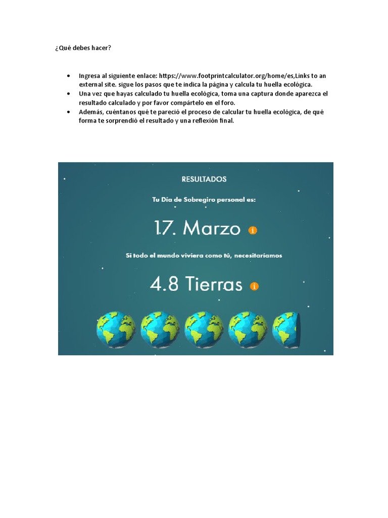 Calcula Tu Huella Ecológica - MijahuangaBoller | PDF | Crecimiento ...