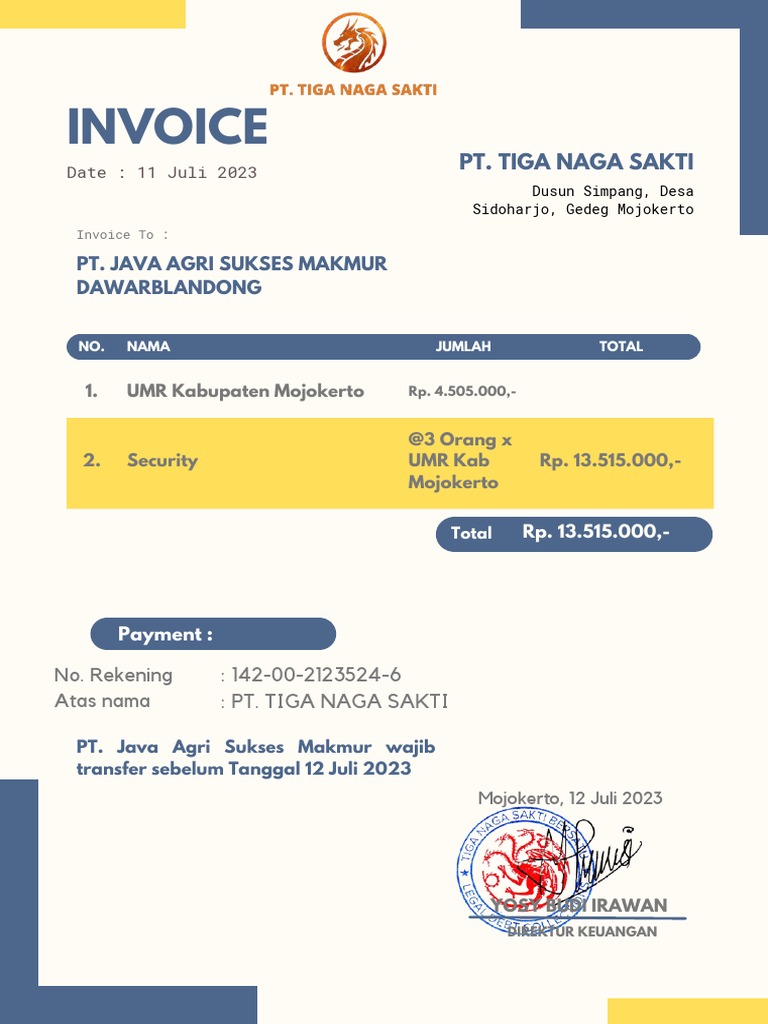 Invoice Satpam Juli | PDF