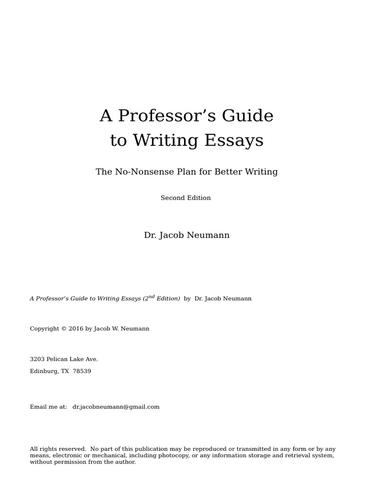 Dokumen - Pub - A Professors Guide To Writing Essays The No Nonsense ...
