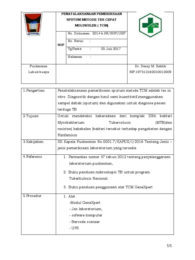28.penatalaksanakan Pemeriksaan Sputum Metode TCM | PDF | Kesehatan ...